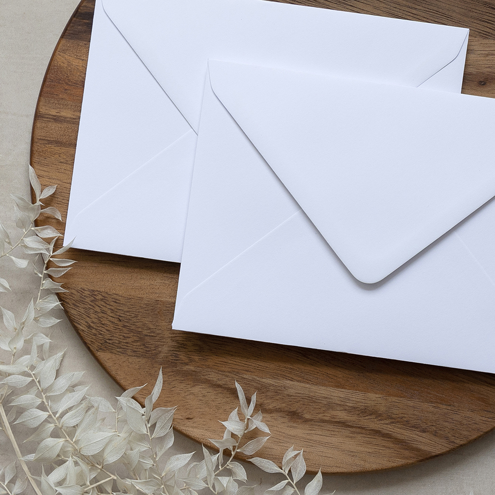 White V Flap Envelopes | C7, C6, 5x7", C5, Square | DIY
